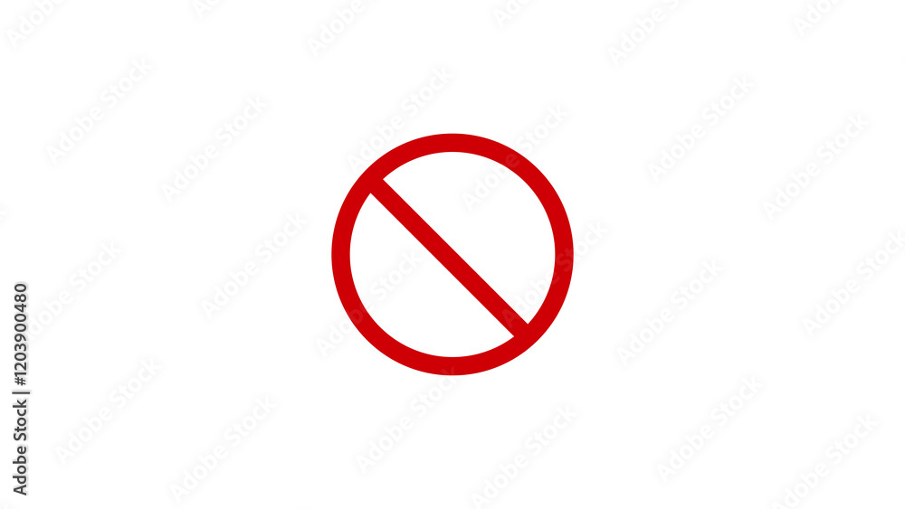 Minimalistic Red Prohibition Sign on a transparent Background - Symbol ...