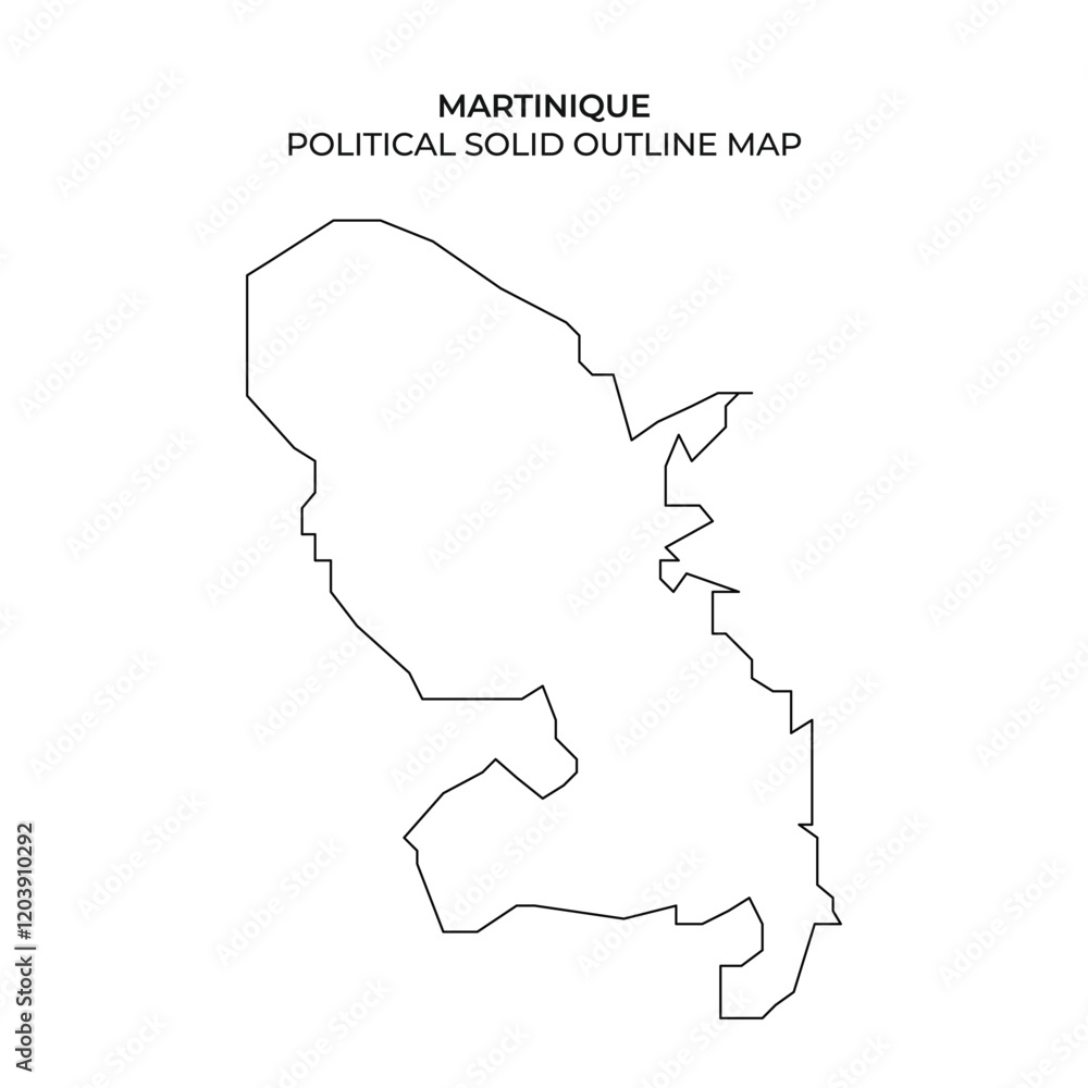 Martinique is depicted with its political borders. The solid outline ...