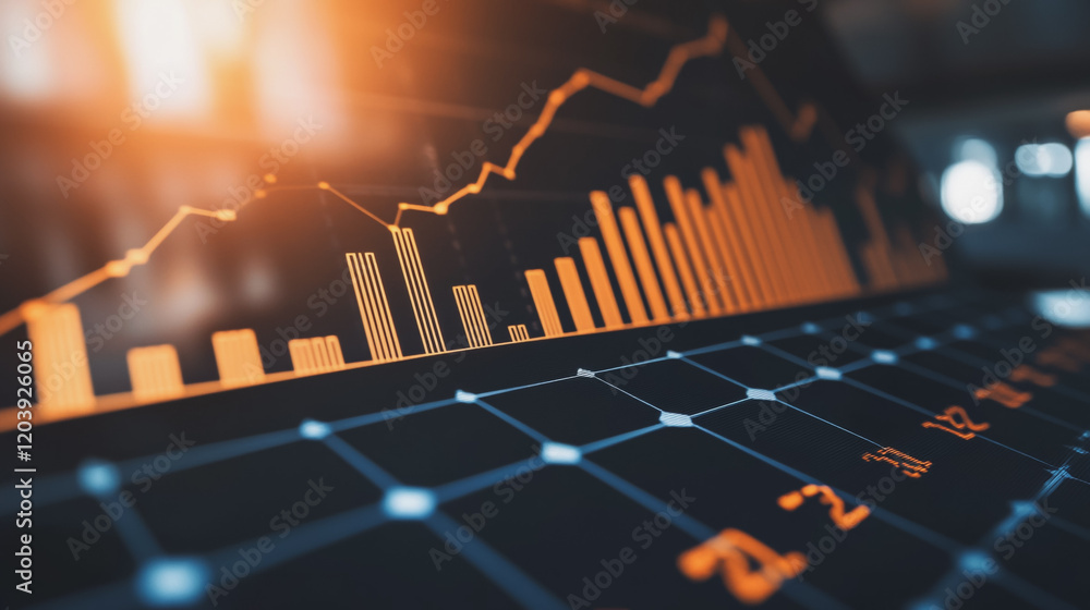 Abstract business Financial charts show a significant increase in ...
