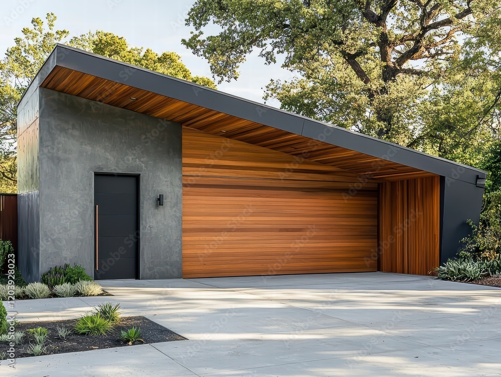 Modern Garage Design: A sleek and contemporary garage door in natural ...