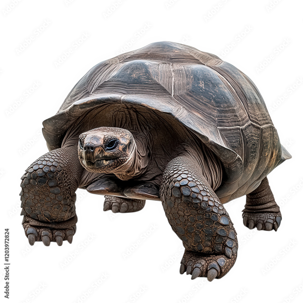 tortoise with rugged shell slowly moving forward, showcasing its unique ...