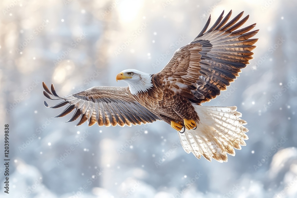 Eagle soaring in full-body, clip art style, isolated on a white ...