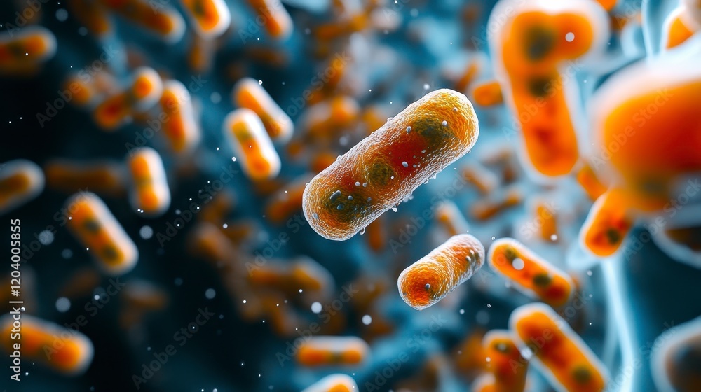 Microscopic View of Rod Shaped Bacteria Microorganism Colony Detailed ...