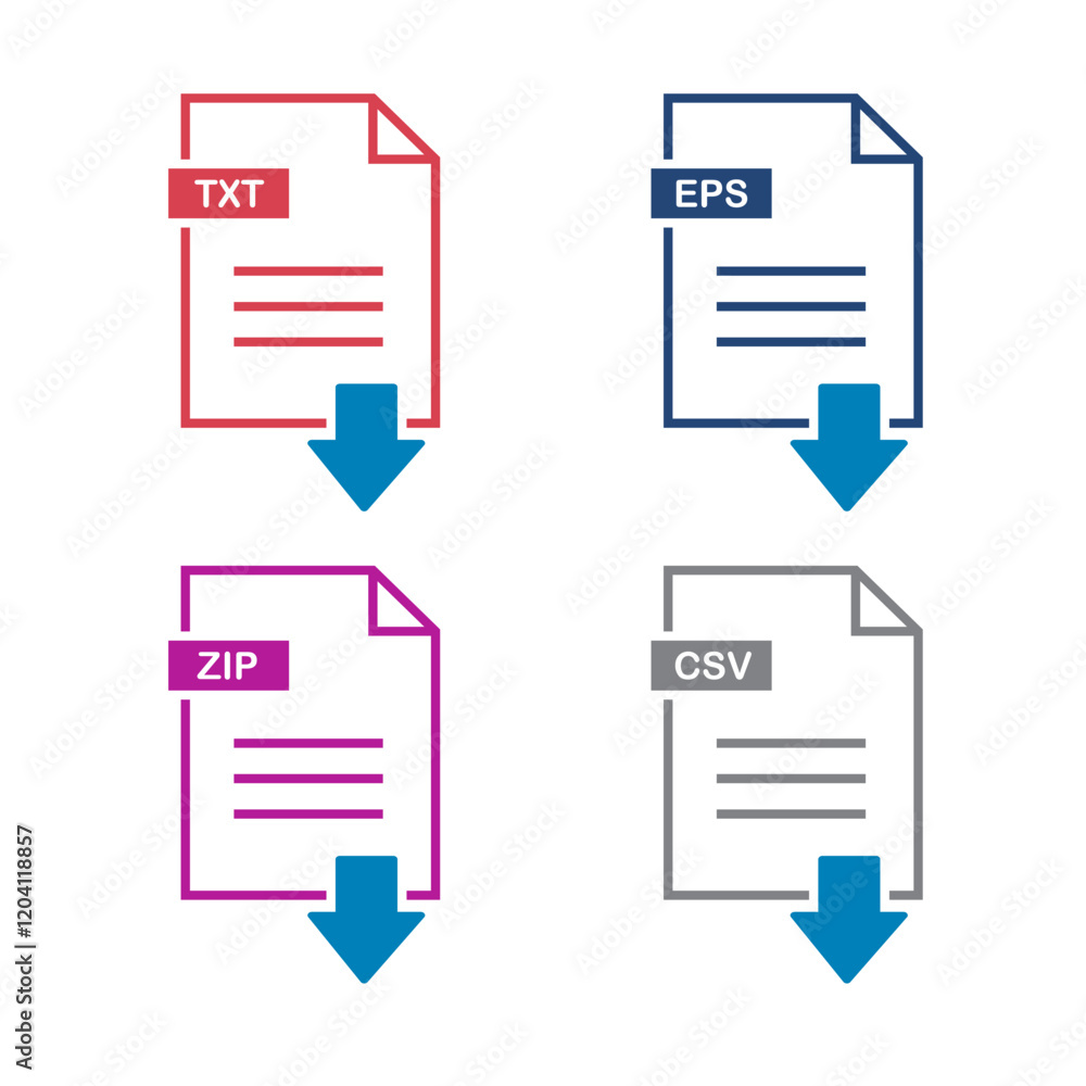 File type on white background. File type download icon. File type icons ...