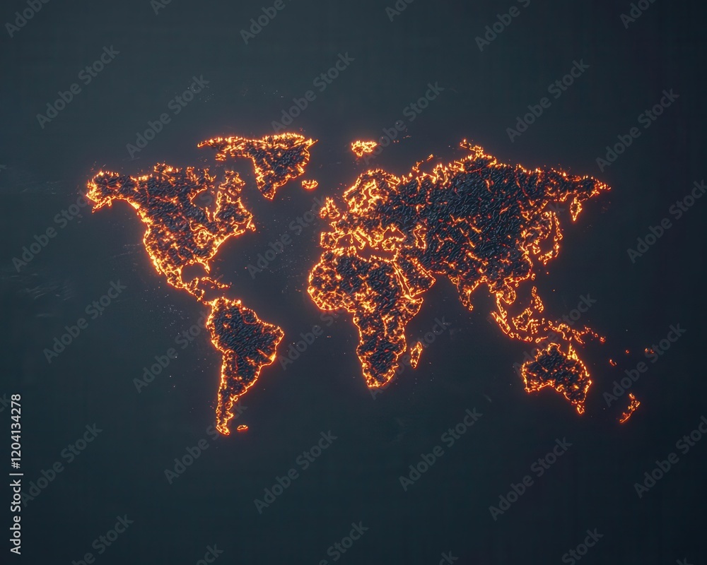 A global map with fire symbols spread across continents, visualizing ...