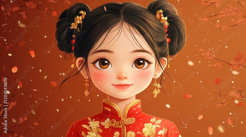 very detailed. Cute cartoon icon about a girl with smiling face image ...
