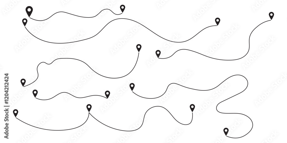 Image vectorielle Stock set of Route location icon two pin sign and ...