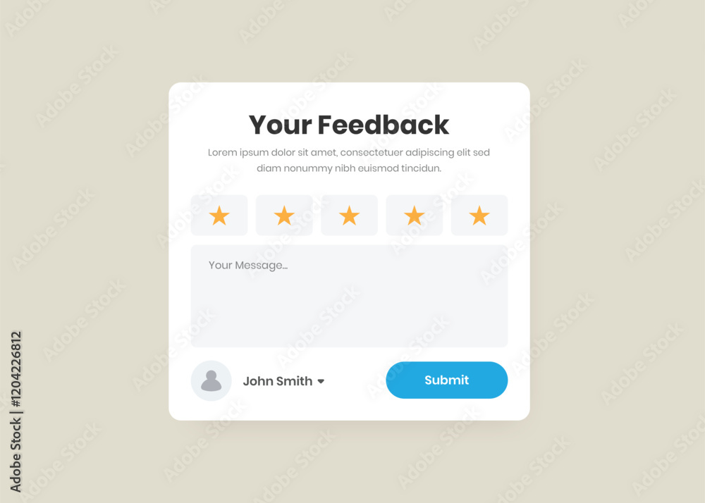Client Feedback Form Design with Star Rating for Website Popup Card ...
