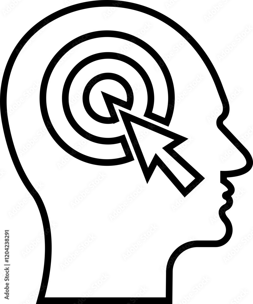 Human brain icon in line style. Thinking State mind process and ...