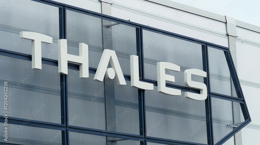 Logo de l’entreprise française d’électronique Thales, industrie de ...