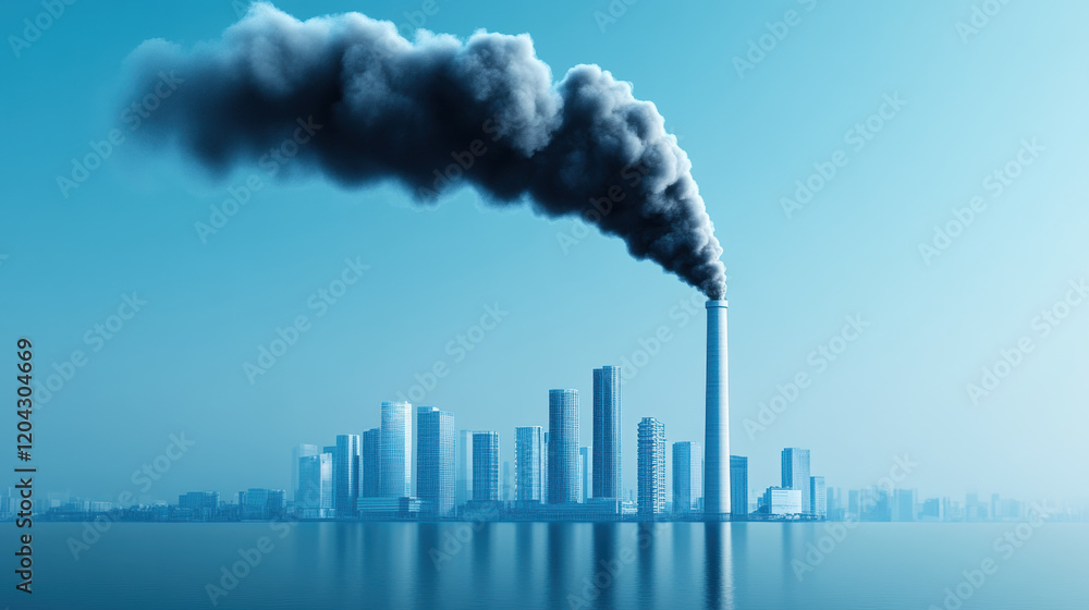Greenhouse Gas, A detailed close-up image of an industrial smokestack ...