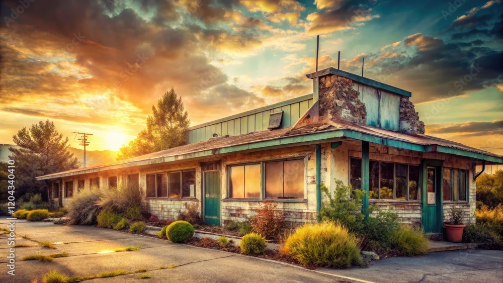 Own a piece of history! Vintage motel & restaurant, aged photo depicts ...