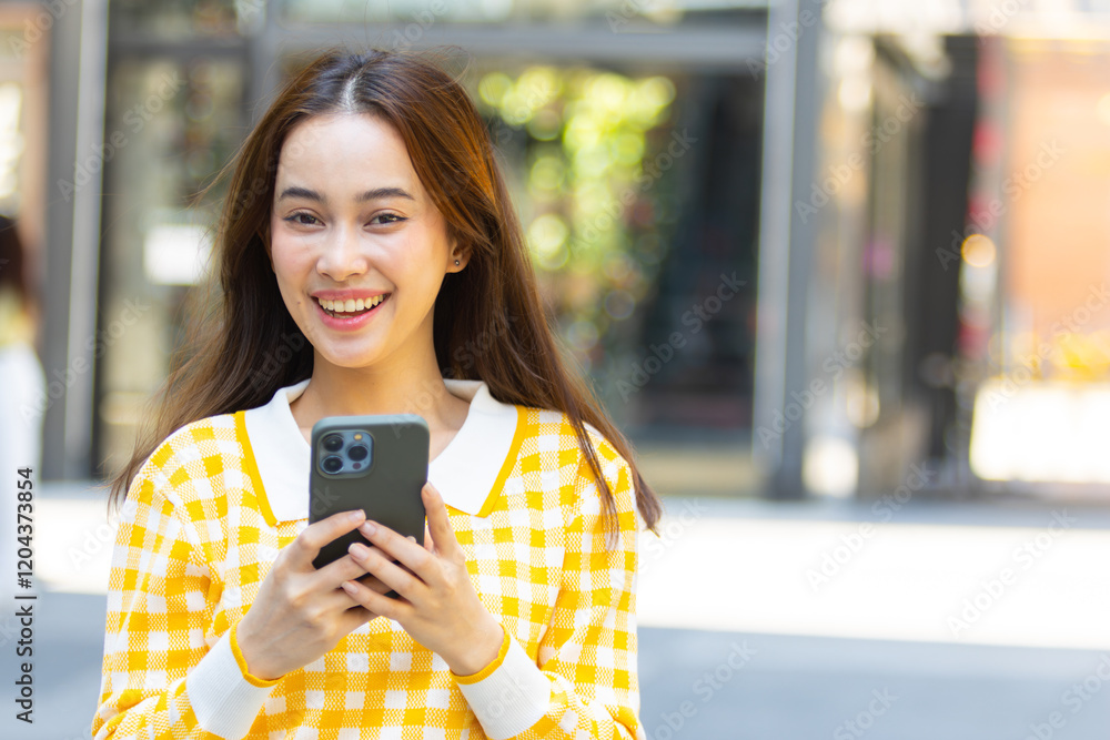 Portrait of Attractive young woman looking at camera with confident ...