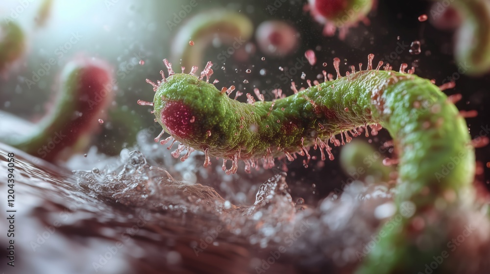 Microscopic view of parasitic worms in vibrant colors and detailed ...