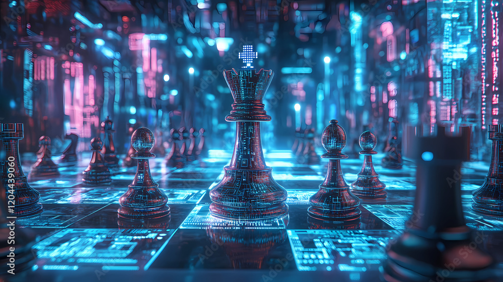 Digital royalty - futuristic chess king with embedded circuits and leds ...