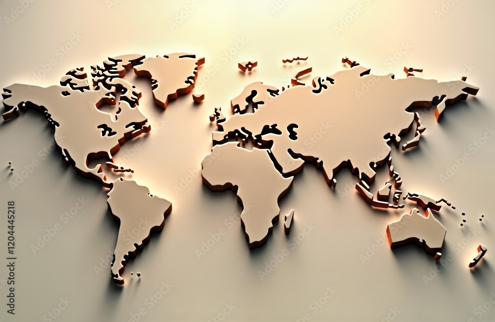 World map illustration in beige. Simple design perfect for travel ...