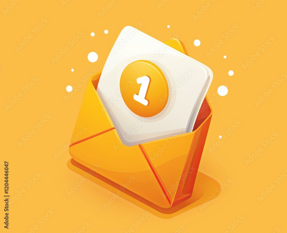 An envelope with an orange envelope icon floating above it, rendered in ...