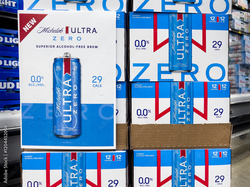 NORTH PORT, FLORIDA - JANUARY 18, 2025 : Michelob Ultra Zero alcohol ...