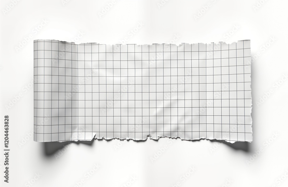 Ripped sheet of graph paper on transparent background. Blank, empty ...