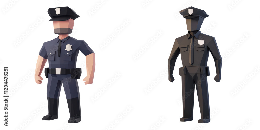police low poly. Low poly police officer models in standing poses on ...