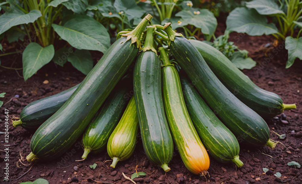 Bunch of green zucchini are piled on top of each other. The zucchini ...