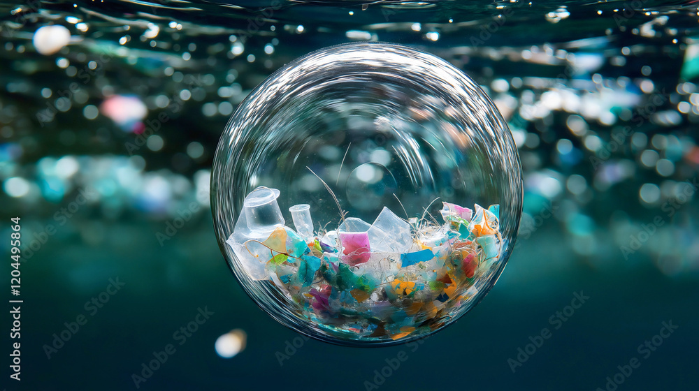 Microplastics Pollution in Ocean Ecosystem Closeup Impacting Nature and ...
