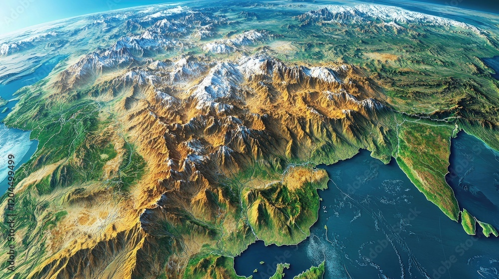 "Map of Central Asia with major landforms like deserts and mountain ...