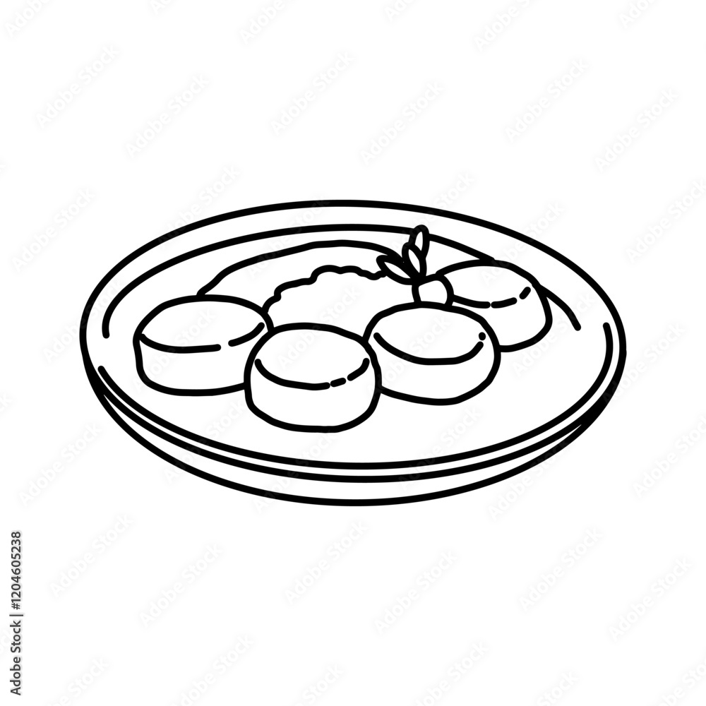 vector outline linear illustration, coloring pages menu , breakfast ...