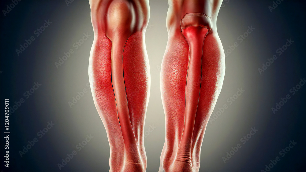 Anatomical Illustration of Human Calf Muscles: Detailed Medical ...