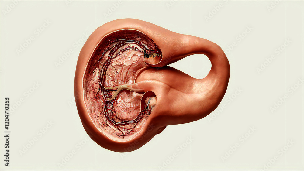 Anatomical Illustration of the Human Inner Ear: Detailed Medical Art ...
