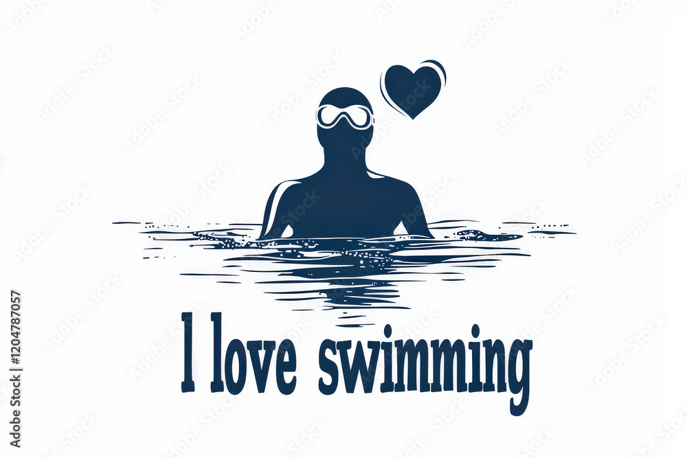 Inspirational Design Featuring a Swimmer in Water With a Heart Symbol ...