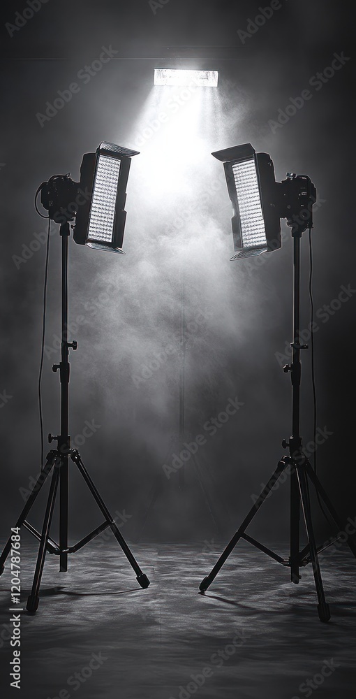 Cinematic Vertical Background Banner with Studio Spotlights for Film ...