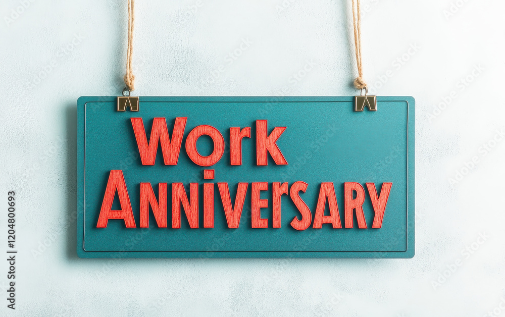 Celebratory banner for work anniversary featuring bold red letters on ...