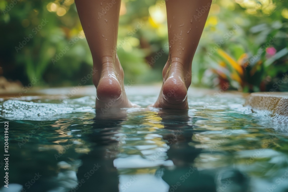 Visitors enjoy a foot spa in the natural hot springs a popular activity ...