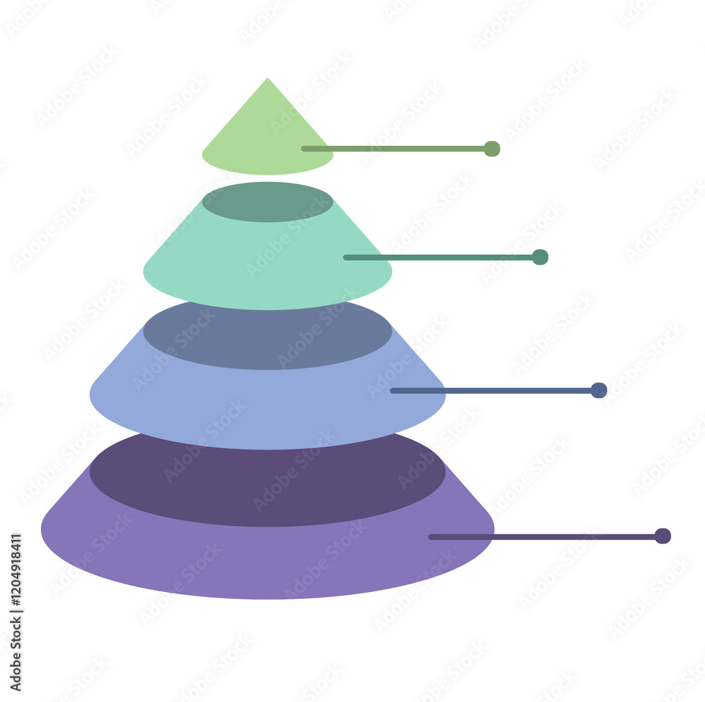 Ilustración de Stock pyramid diagram with five stacked slices connected ...