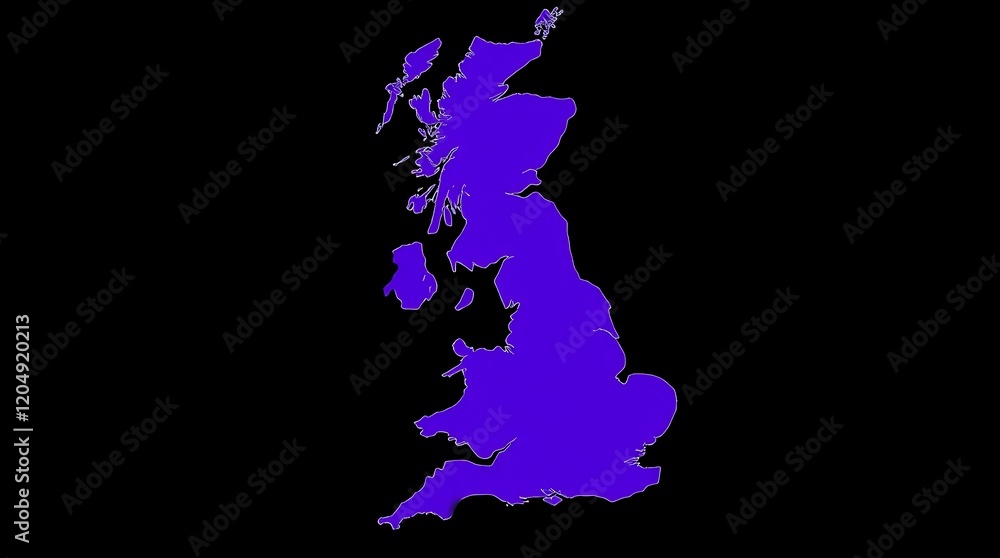 Purple silhouette map of the United Kingdom. Stock Photo | Adobe Stock