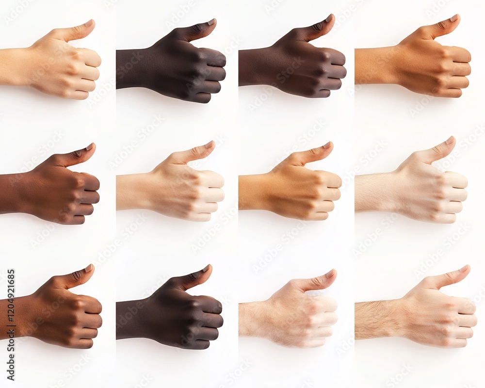 Universal Thumbs Up Hand Signals Against Pristine White Background ...