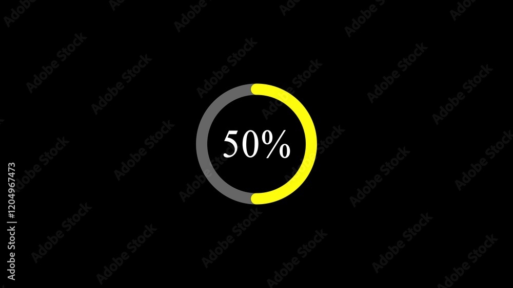 A loading bar illustration at 50% completion, featuring a circular ...