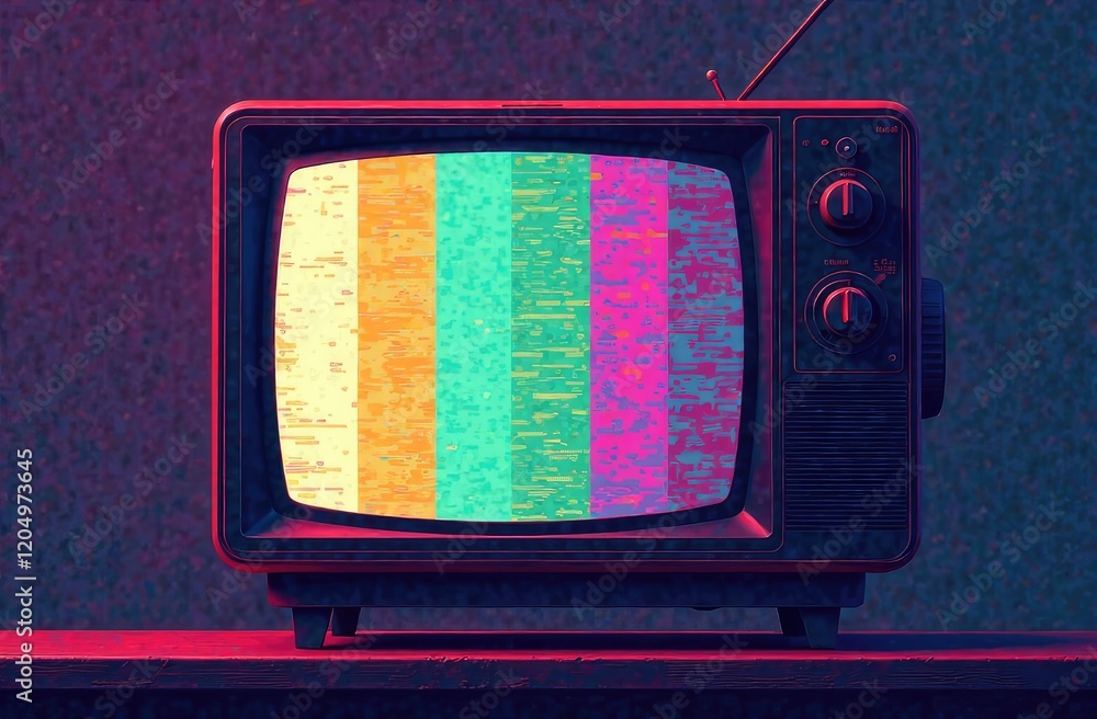 Abstract illustration of distorted tv test color bars. Glitch effect ...