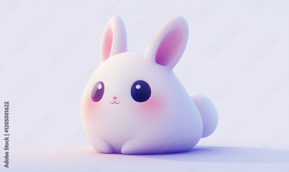 Cute chubby bunny, 3D render, pastel background, digital art, children ...