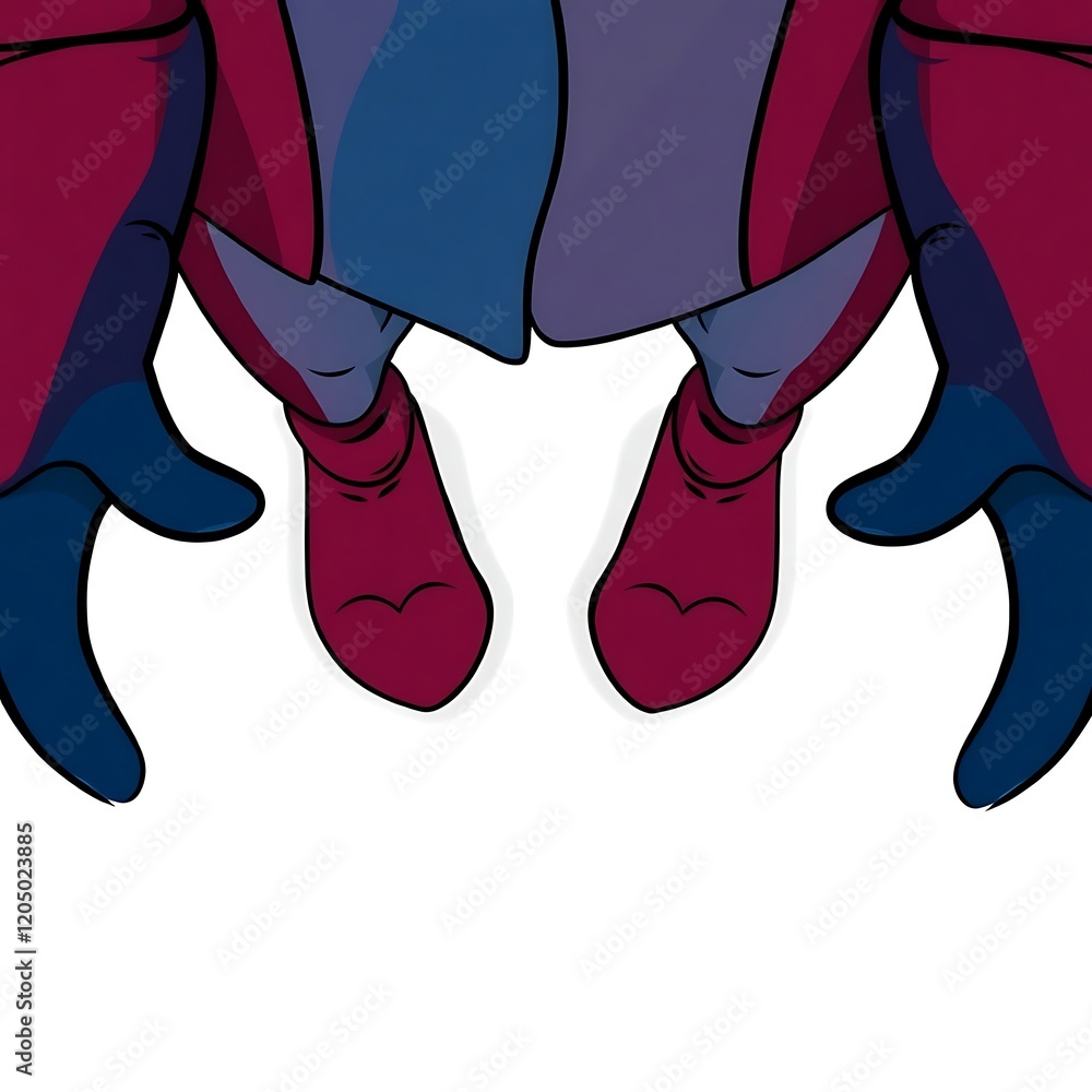 Overhead view of cartoon character's feet and lower body. Stock ...