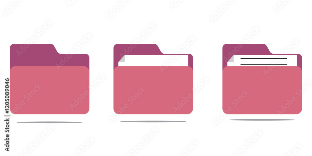 File folder icon set. Document vector sign. Folders icon collection on ...