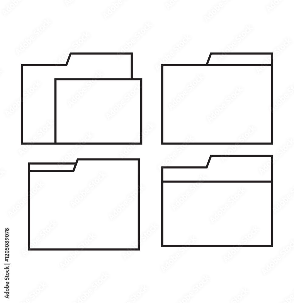 File folder icon set. Document vector sign. Folders icon collection on ...