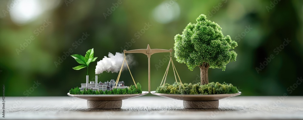 Net zero carbon neutral concept. Graphical visual a scale balancing a ...
