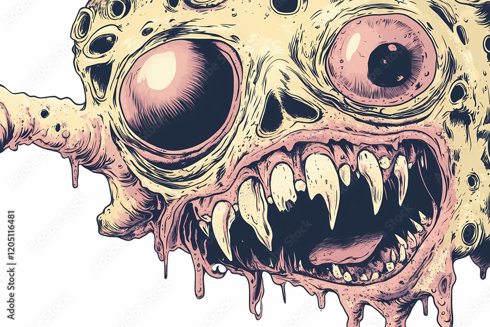 Grotesque Gooey Creature: A Digital Drawing of a Monstrous Being Stock ...
