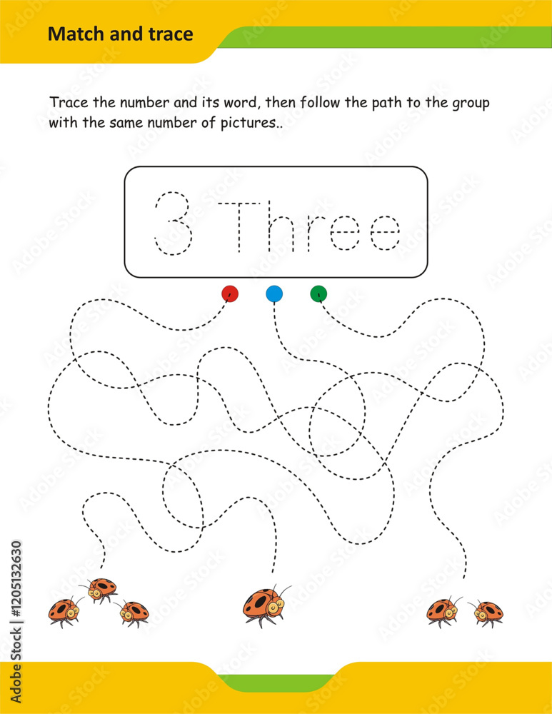 Prewriting skills, Number and word tracing sheet for preschoolers ...
