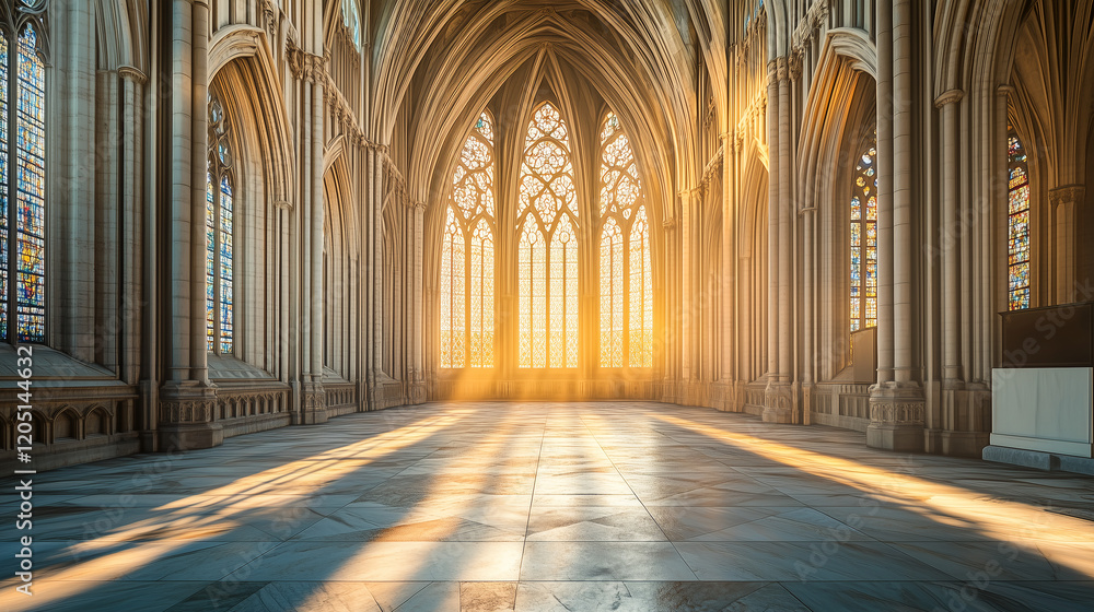 Gothic cathedral with historic architecture and dramatic light, evoking ...