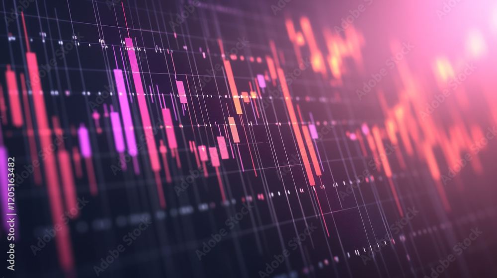 Glowing stock market chart depicting economic trends with vibrant ...