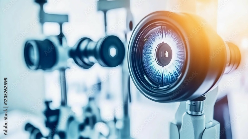 Advanced eye examination equipment setup in modern clinic. Precision ...