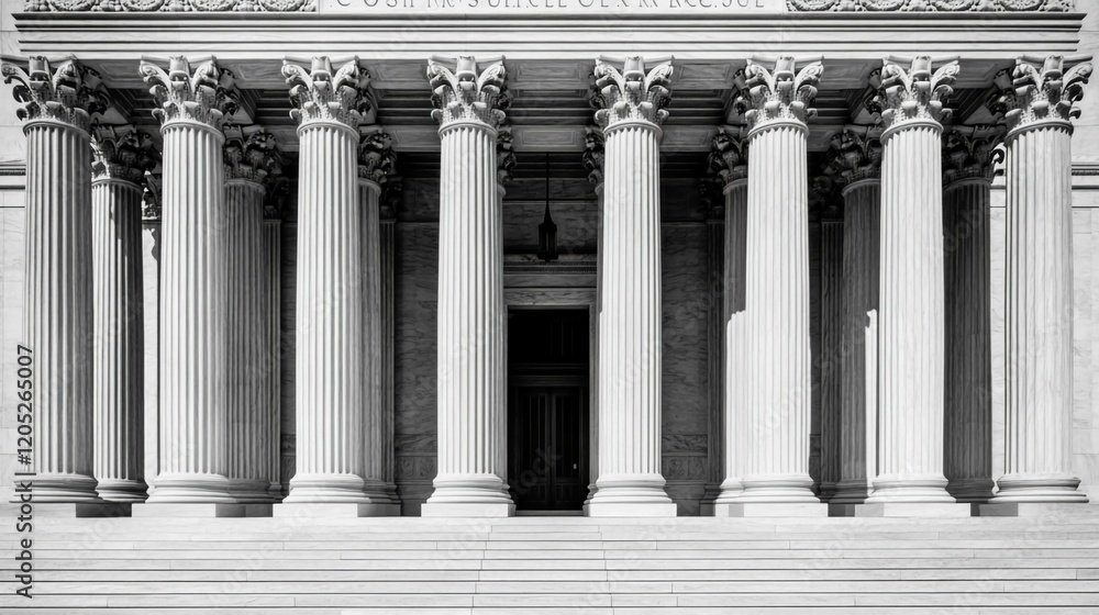 Courthouse building exterior with classical architecture, symbolizing ...